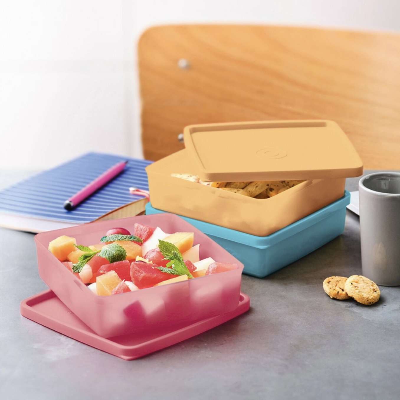 Tupperware 3 Broodtrommels Vierkant - Lastore Tupperware